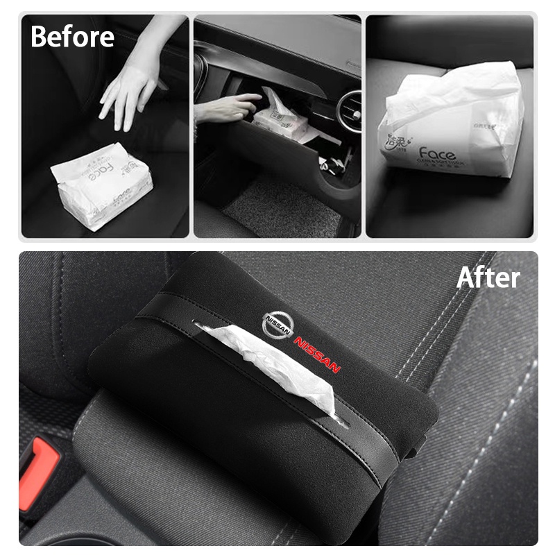 Nissan Car Suede Storage Bag Seat Backrest Tissue Box Auto Interior ...