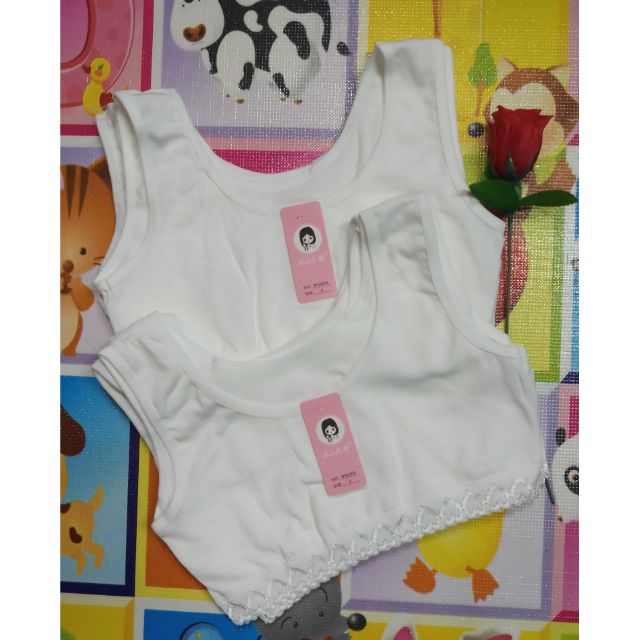 6 pcs PLAIN WHITE SANDO BRA FOR GIRL KIDS FIT 7 TO 9 YEAR OLD TAMANG ...