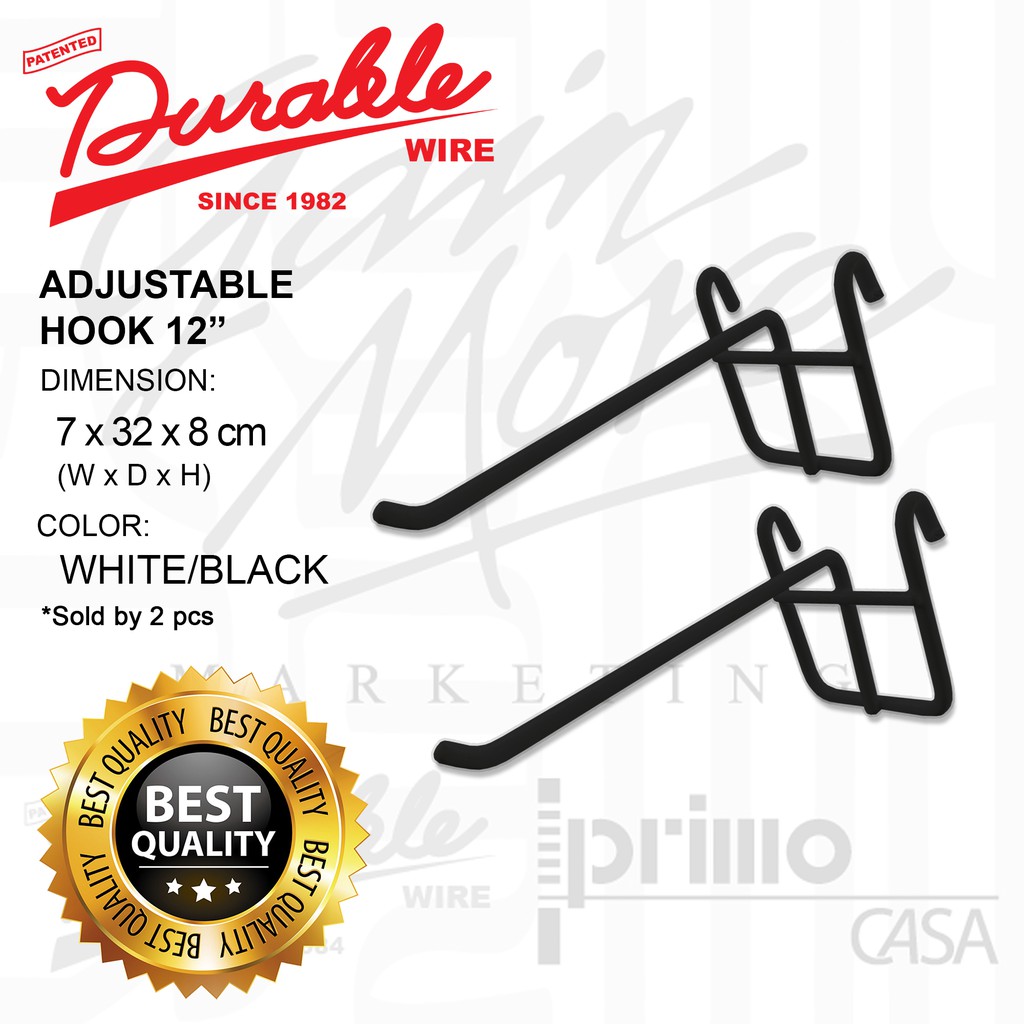 ADJUSTABLE HOOK 2 pcs wire mesh hook thick coated organiser hanger ...