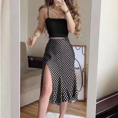Korean bangkok terno skirt casual dot skirt black Camisole sexy terno ...