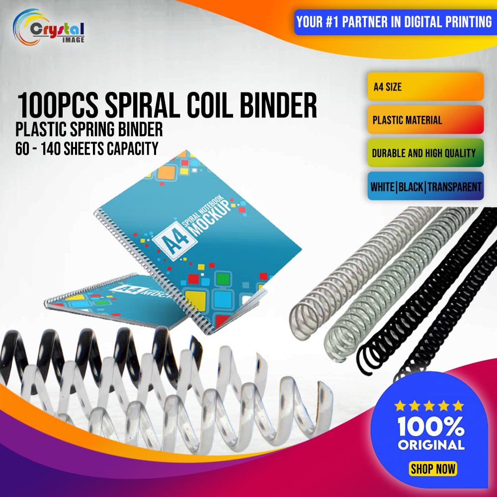 100pcs Spiral Coil Binder A4 Size 46 Holes Capacity Spring Notebook ...