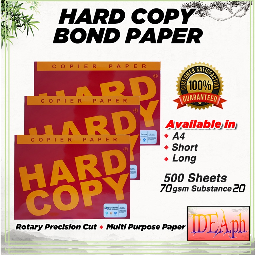 Hard Copy Bond Paper Size's Short, A4, Long(subs,20 / 70gsm) ( white ...