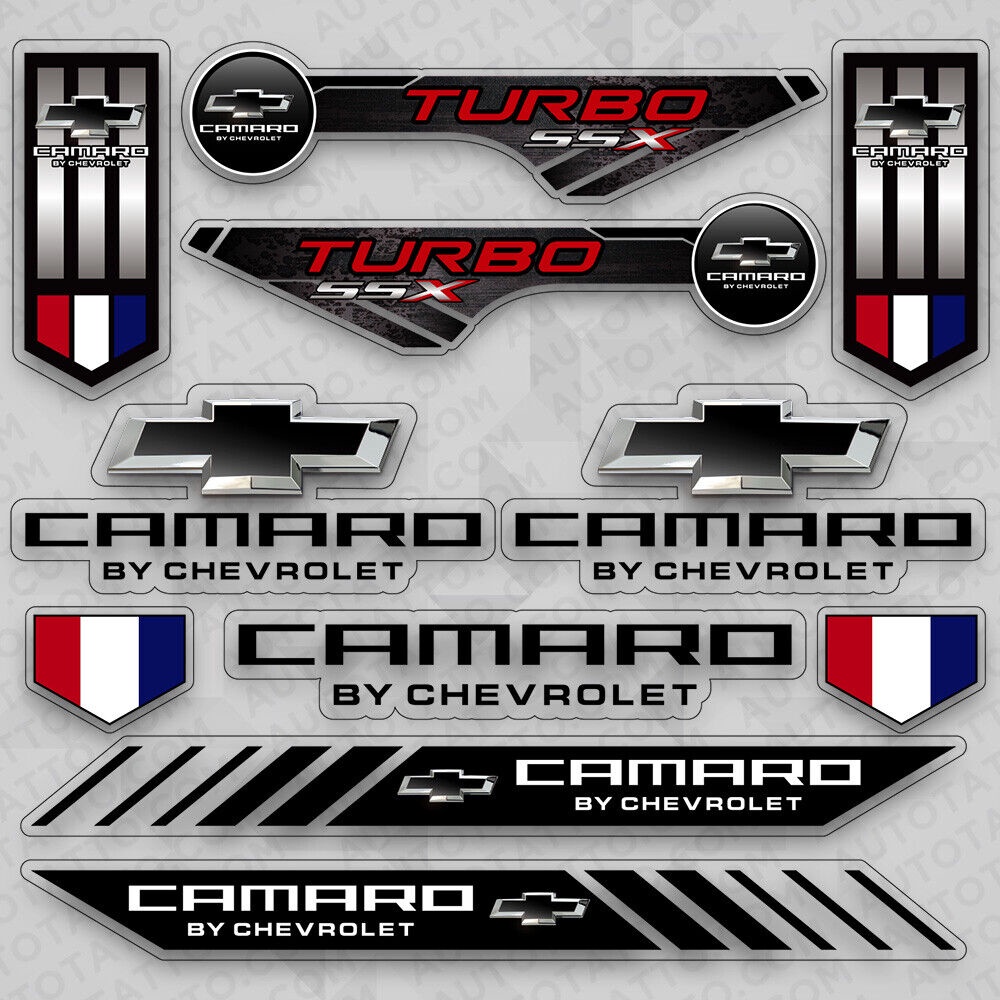Chevy Camaro Turbo Nameplate Sport Car Logo Sticker Vinyl Decal Stripes ...