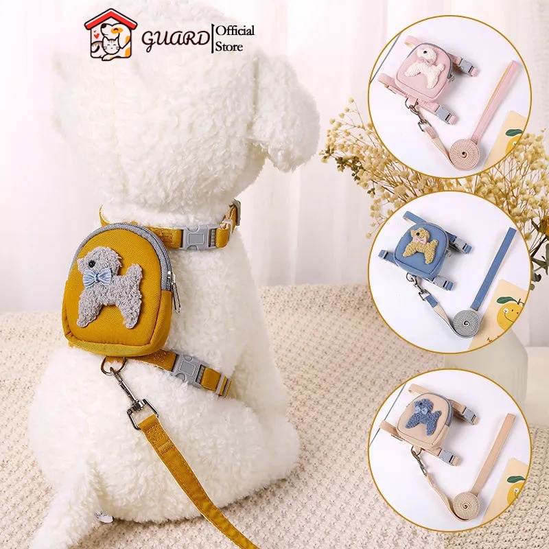 Adjustable Dog Harness with backpack Puppy Chest Vest Back with Leash ...