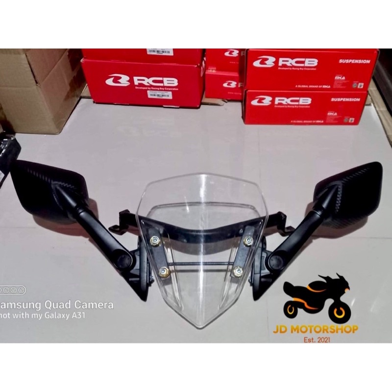 R25 Side Mirror with bracket and visor for Aerox 155 V1 / V2 | Shopee ...