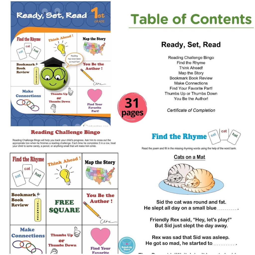 GRADE 1 (Reading & Writing) Workbook Worksheet Homeschool Learning ...