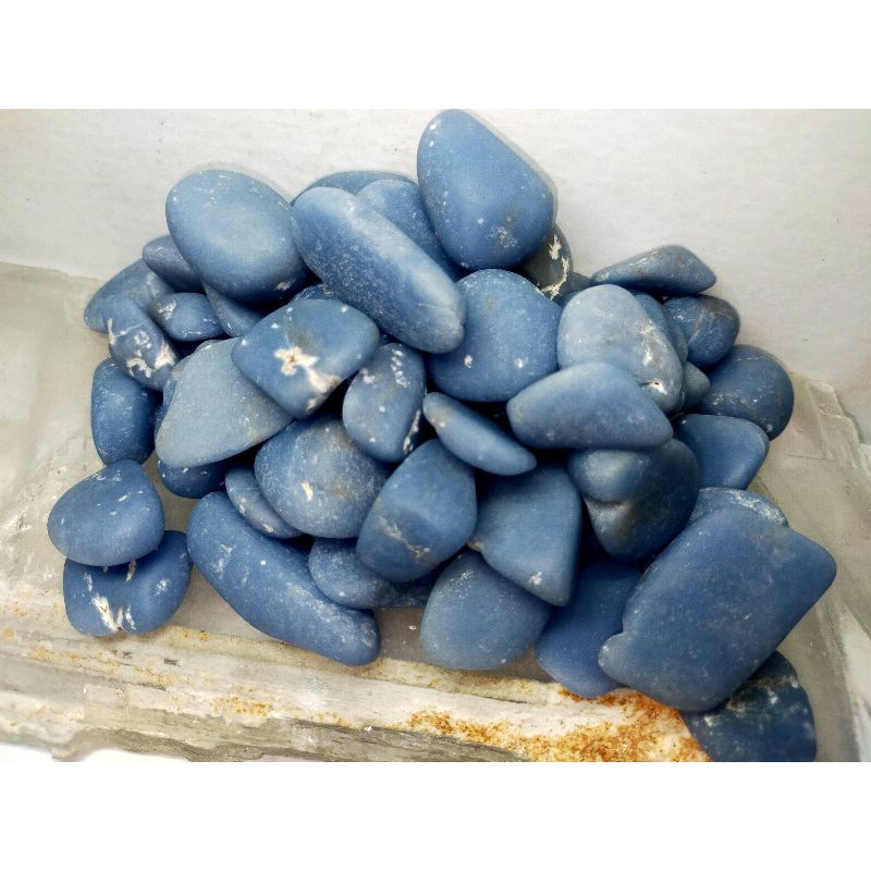Natural Angelite Crystal Tumbled Stone (sold per piece) | Shopee ...
