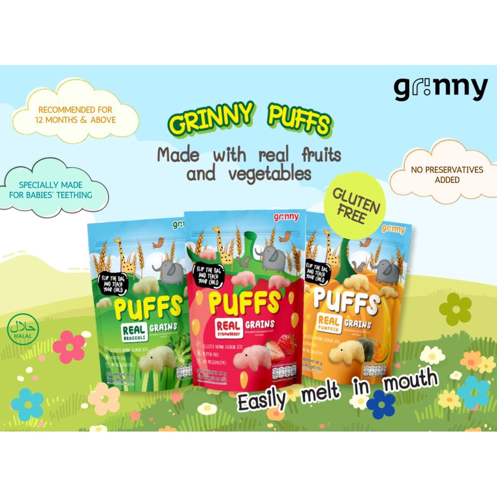 Grinny Puffs Real Grains Strawberry 60G | Shopee Philippines