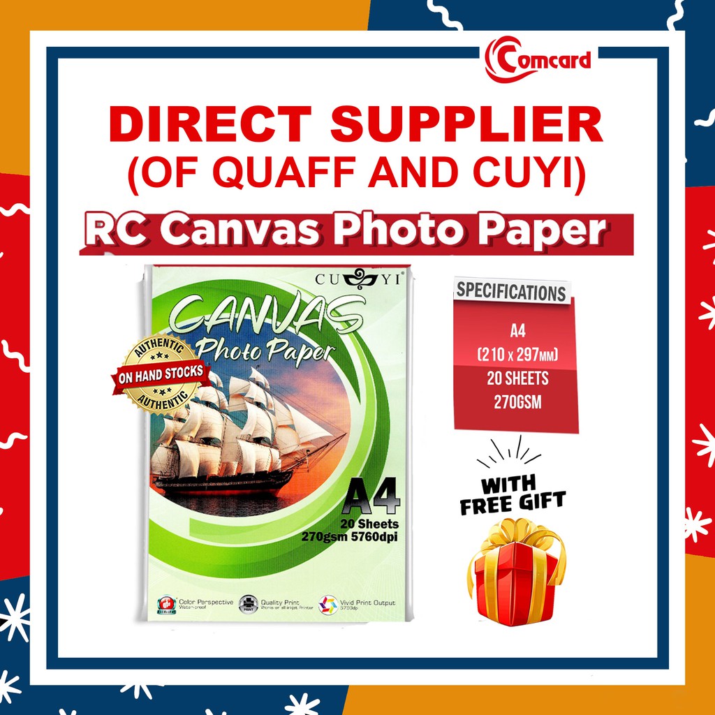 CUYI 270GSM RESIN COATED CANVAS PHOTO PAPER A4 SIZE (20 SHEETS PER PACK ...
