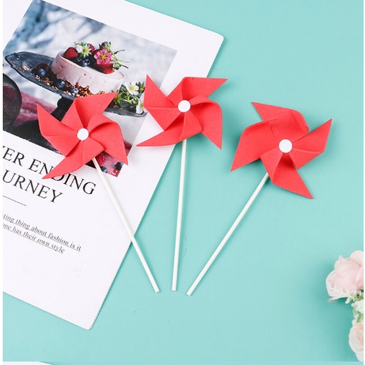 3pcs Colorful Windmill Birthday Cake Topper Mini Windmill Inserted Card ...