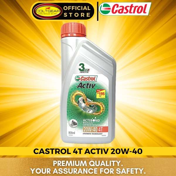 Castrol Activ 4T (800ml) 20W-40 Engine Oil with Actibond Molecules ...