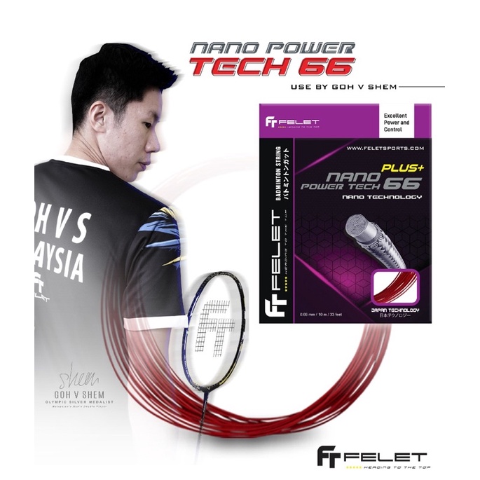 FELET Nano Power Tech 66 Plus Badminton String by FLEET | Shopee ...