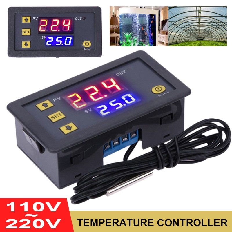 W3230 DC 12V 24V AC 110V-220V 20A Digital Temperature Controller LED Display Thermostat with ...
