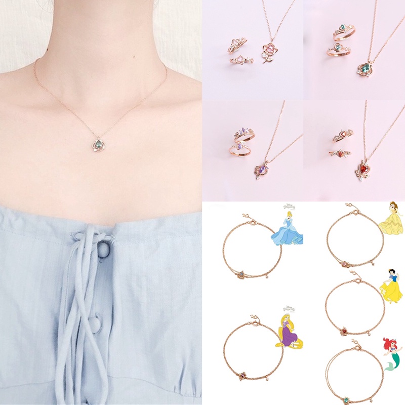 Disney Princess Jewelry Set 18k Rose Gold Plated Diamond Ring ...