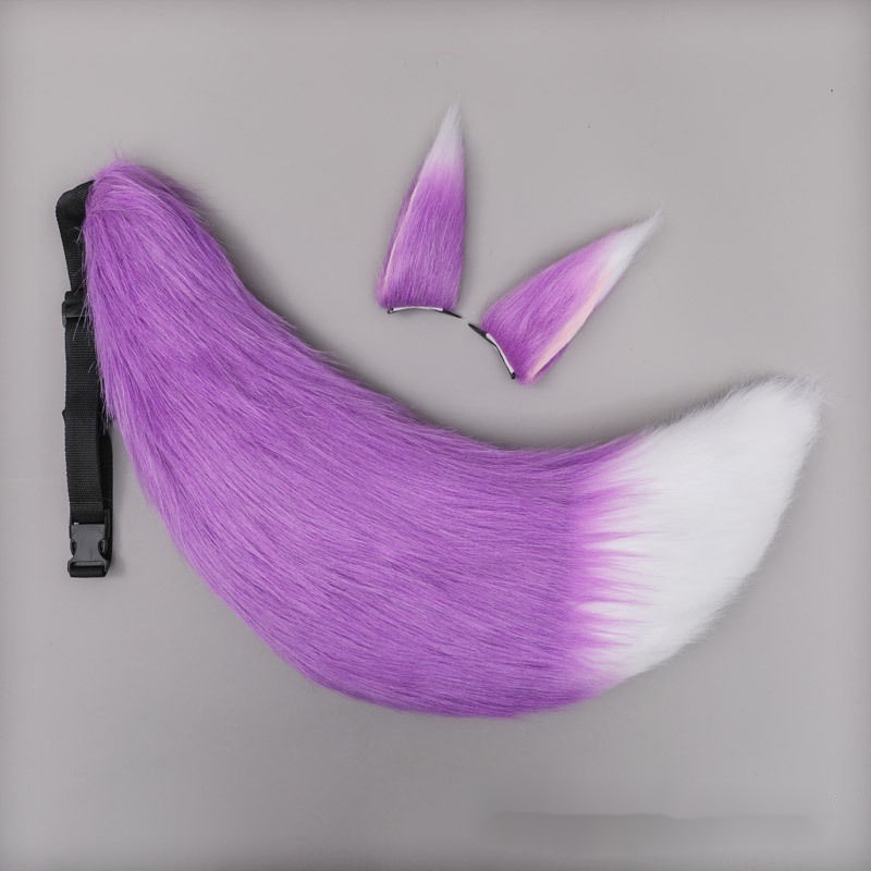 Long-haired fox tail cos ear beast ear cosplayJK tail simulation tail ...