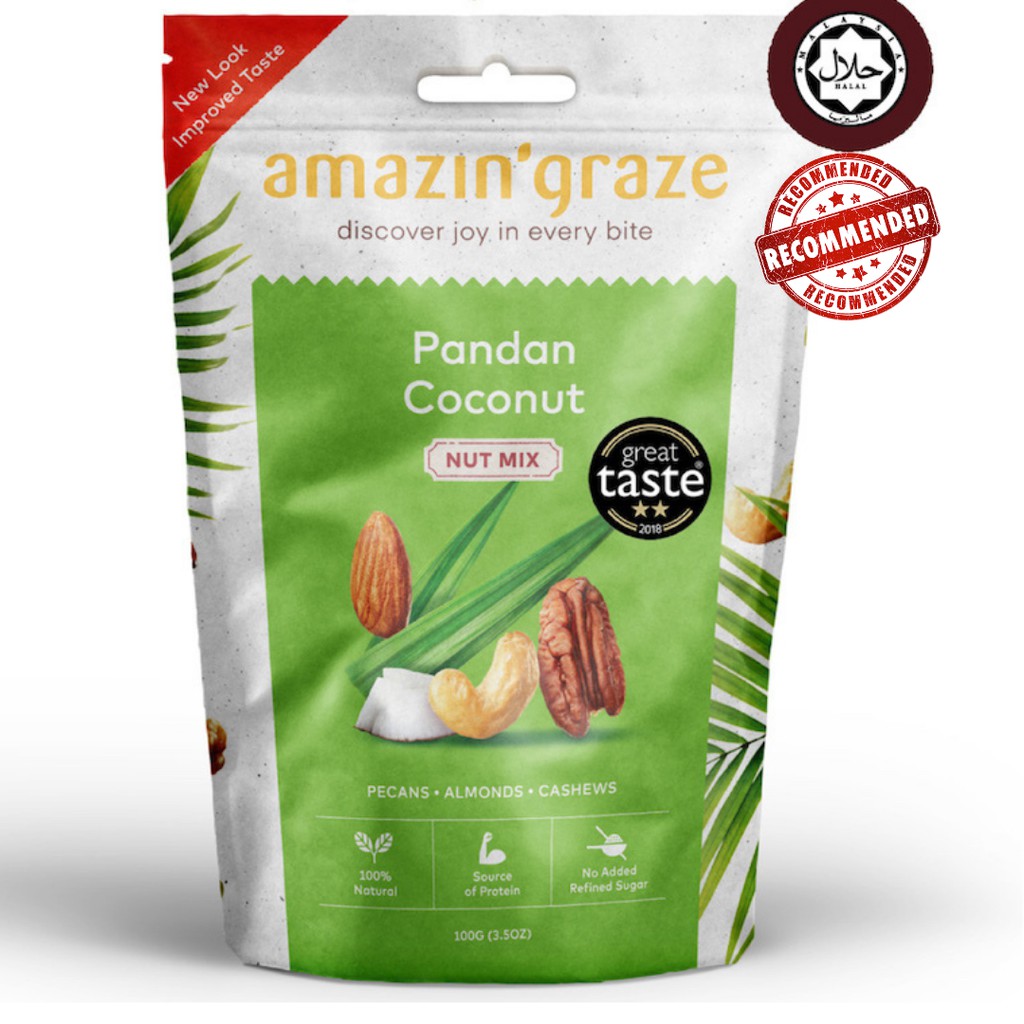 Amazin' Graze Pandan Coconut Nut Mix 100g Snack Roasted ( Halal ...