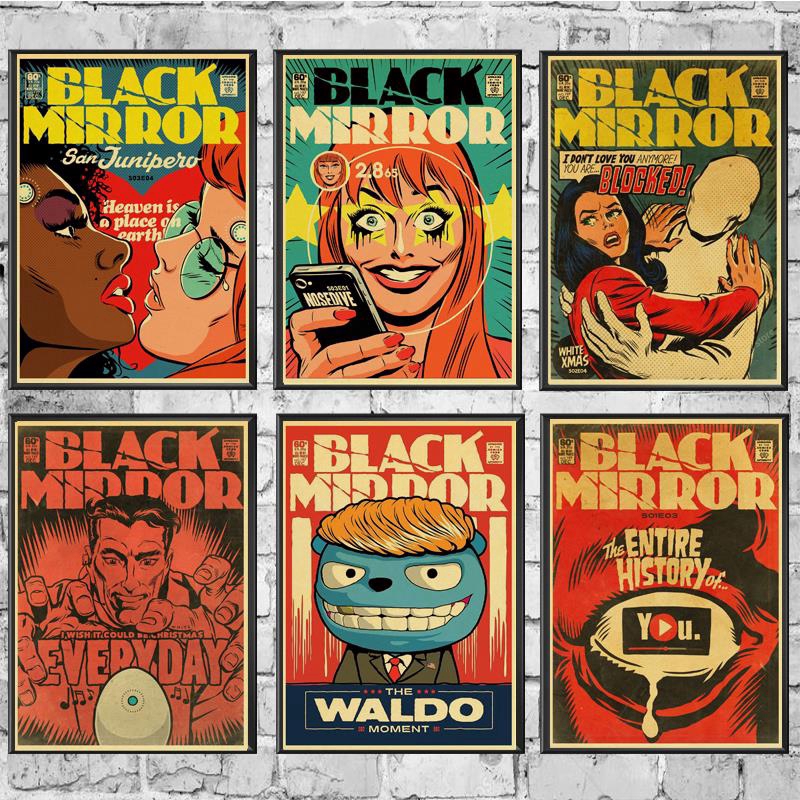 Vintage Classic Movie Black Mirror Poster Painting Retro Poster Kraft ...