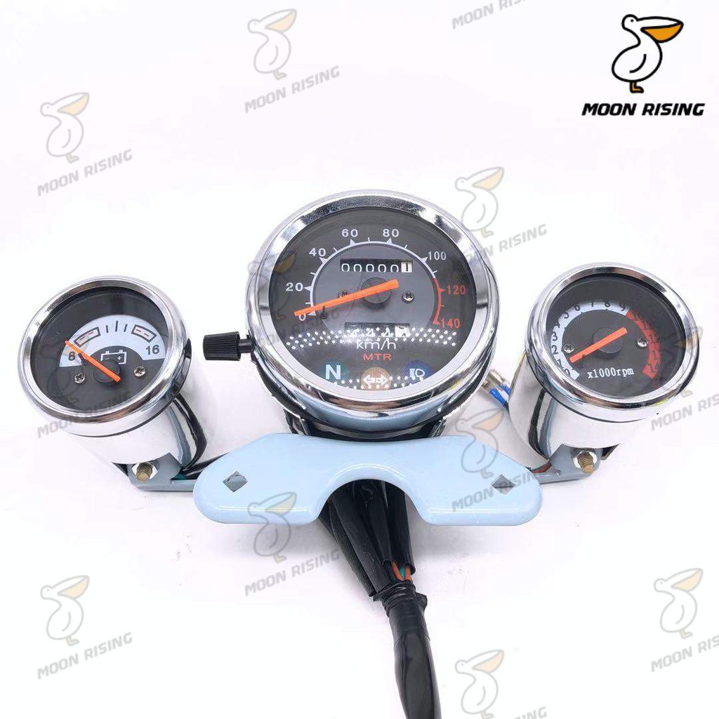 3 in 1 BIG SPEEDOMETER GAUGE UNIVERSAL MOTORCYCLE COD [ MOON RISING ...