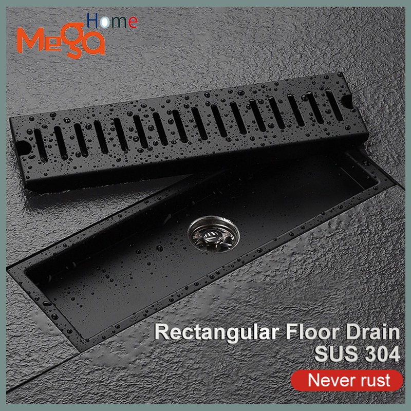 Megahome SUS304 Long Floor Drain Rectangular Stainelss Steel Heavyduty ...