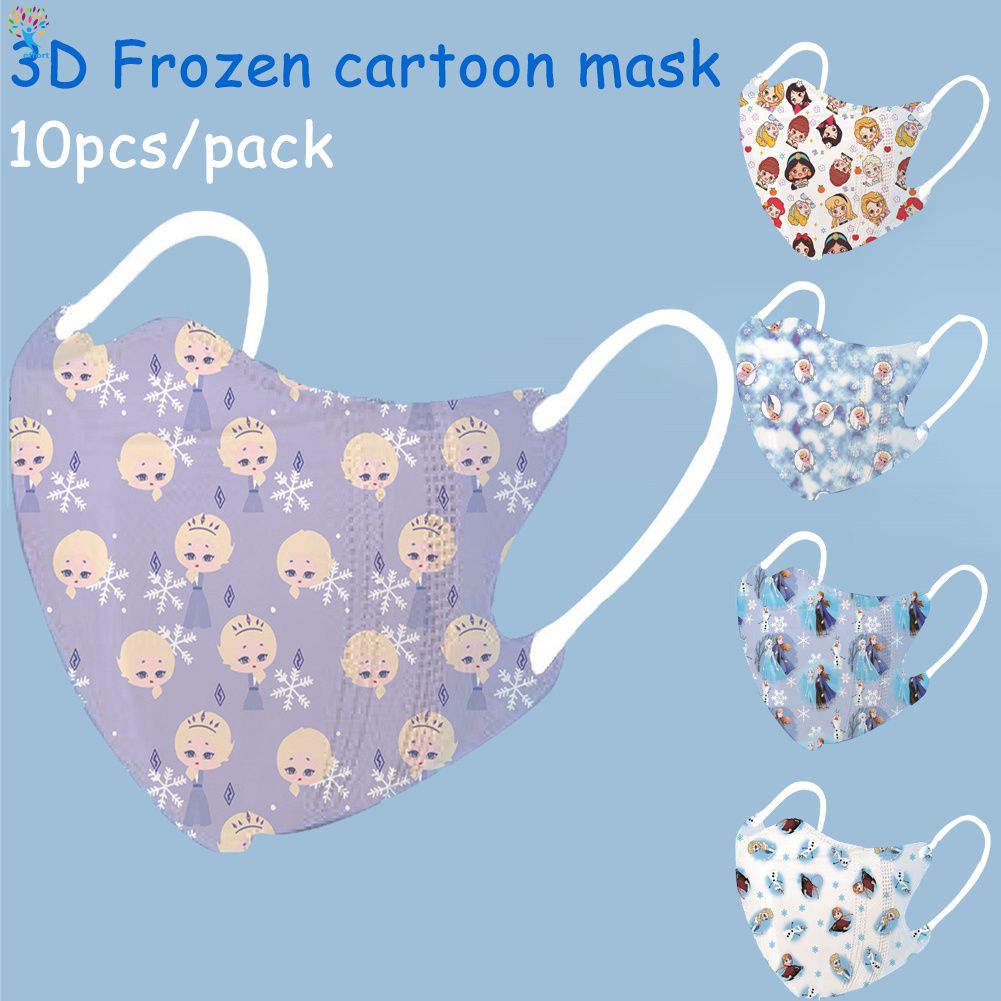 10pcs 3D Kids Facemask 3ply Disposable Protective Mask Cartoon Frozen ...