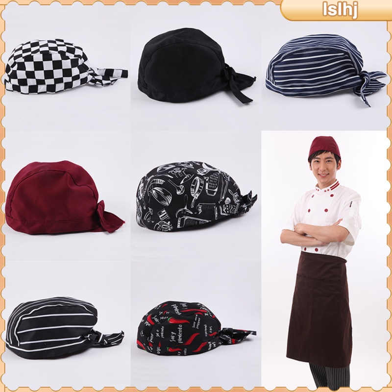[Limit Time] Kitchen Catering Chef Tie Back Hat Cap Headwrap for ...