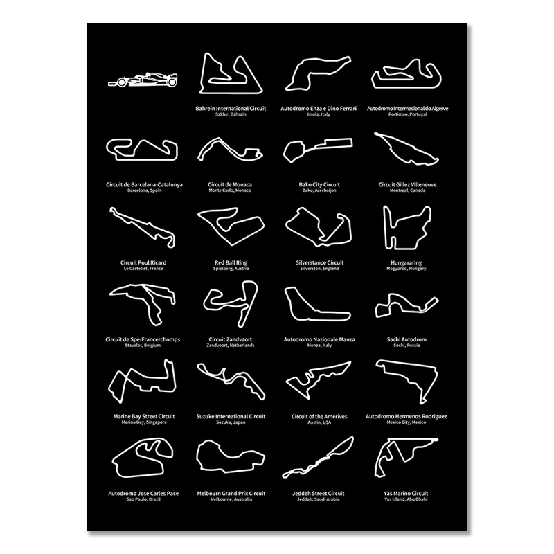 Formula 1 Race Track Poster F1 Car Racing Canvas Painting Nordic ...