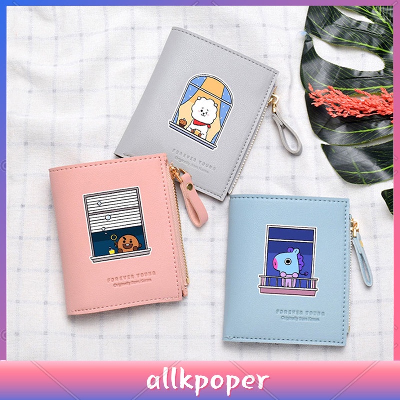 KPOP BTS Womens' Pouch BT21 Short Wallet Mini Card Pack Cartoon ...