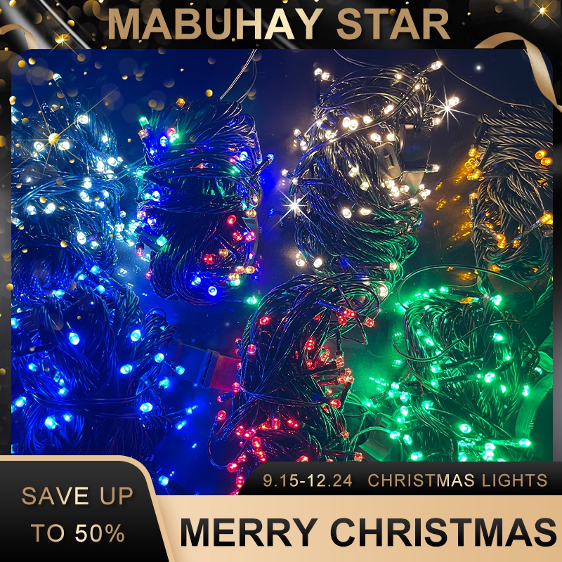 COD MABUHAY STAR 100L LED10M GREEN WIRE CHRISTMAS LIGHTS / OUTDOOR TAIL ...
