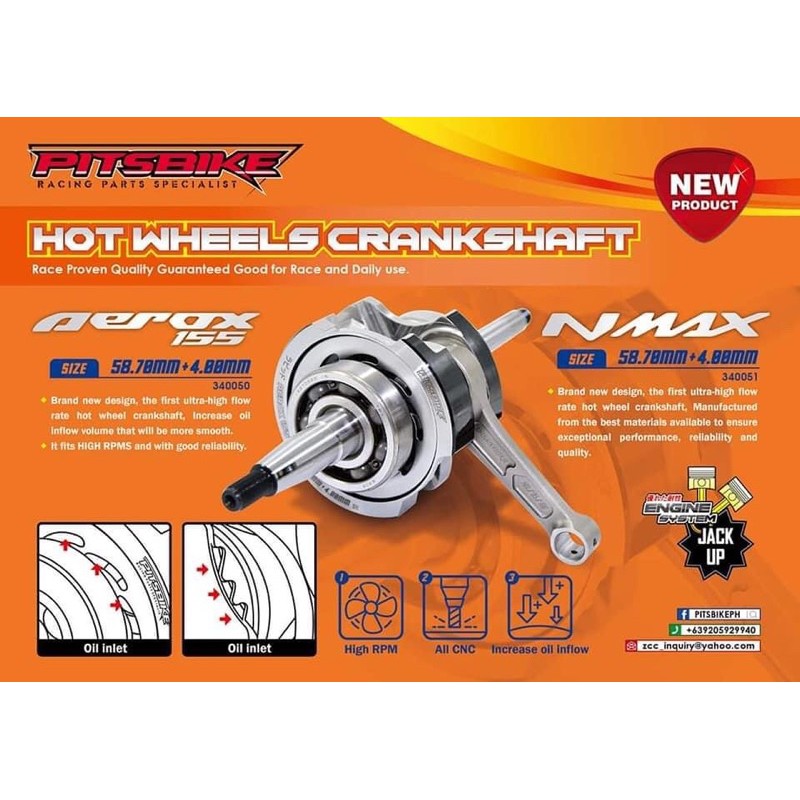 Pitsbike Racing Crankshaft Assembly Assy Jack Up +4mm NMAX / AEROX / NMAX V2 / Sniper155 ...