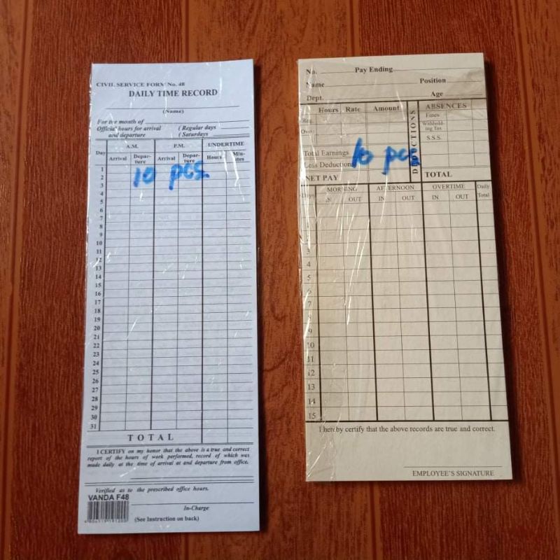 DTR or Daily Time Record 10 PCs in one pack | Shopee Philippines