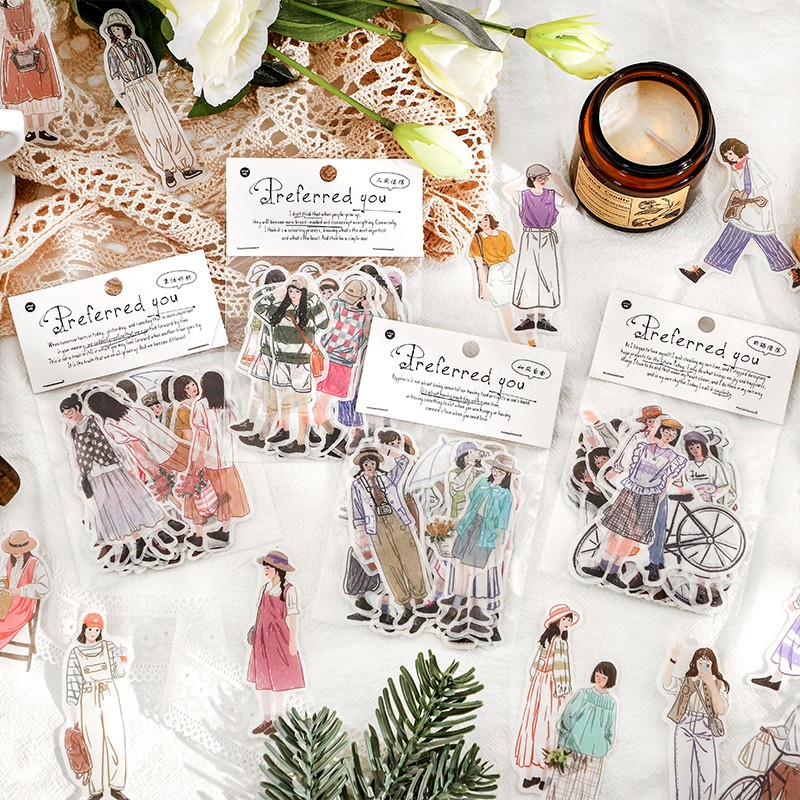 ENWEI 40 Pcs Prefer You Series Character Journal Stickers Scrapbooking ...