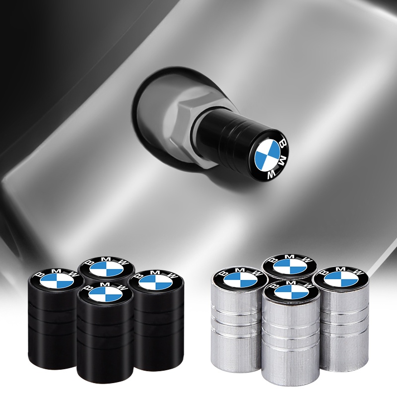 4pcs/set Aluminium Car Tire Air Cap Black/Silver Cylindrical Wheel Valve Stem Core Cap for BMW ...