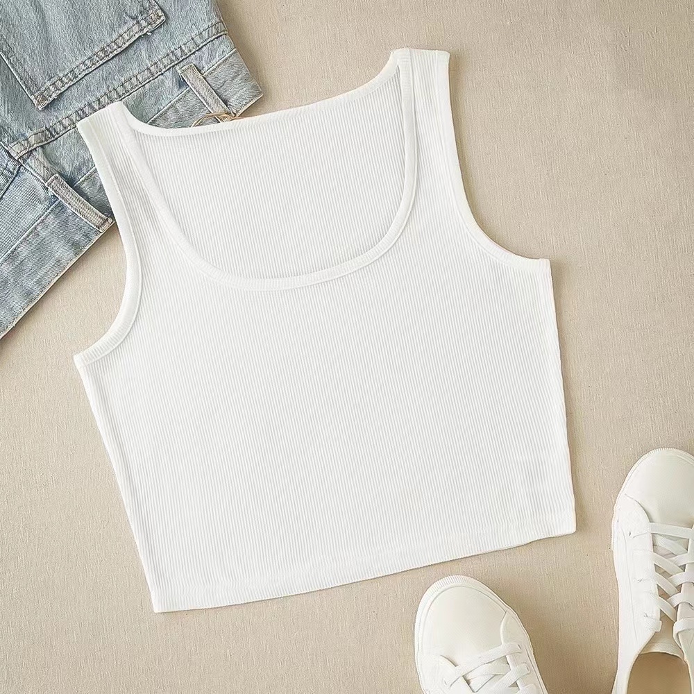 Square Neck Sando Knitted Croptop Plain Basic Crop top Camisole ...