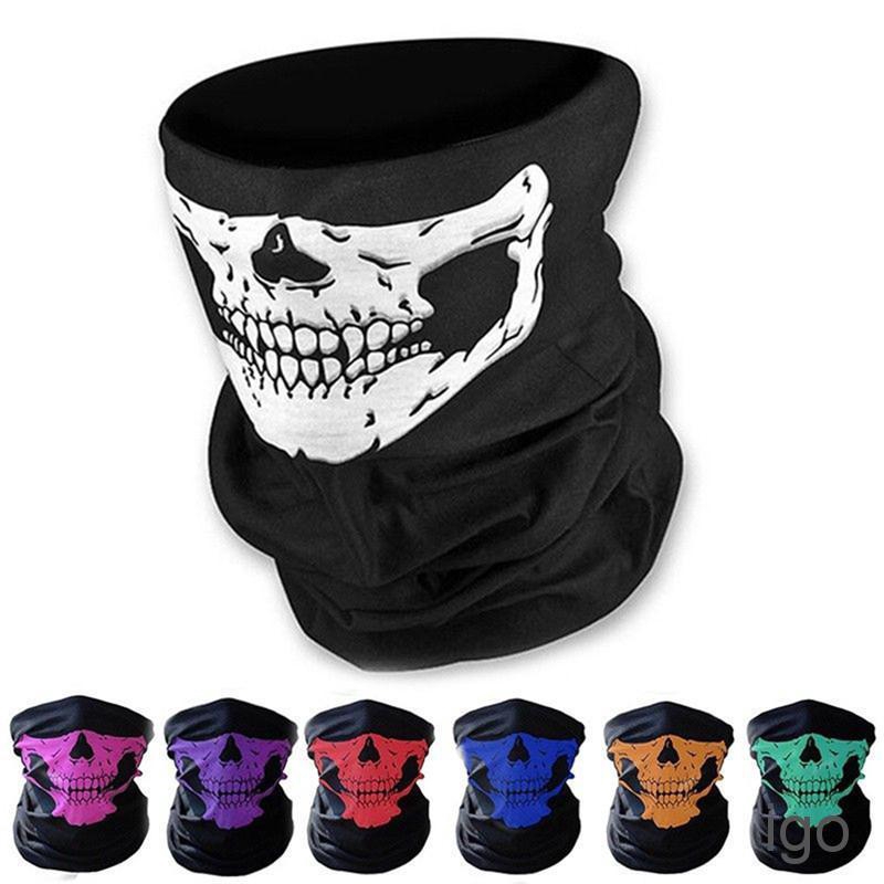 Skull Bandana Mask Tube Scarf Skeleton Motorcycle Headband Ski Face ...