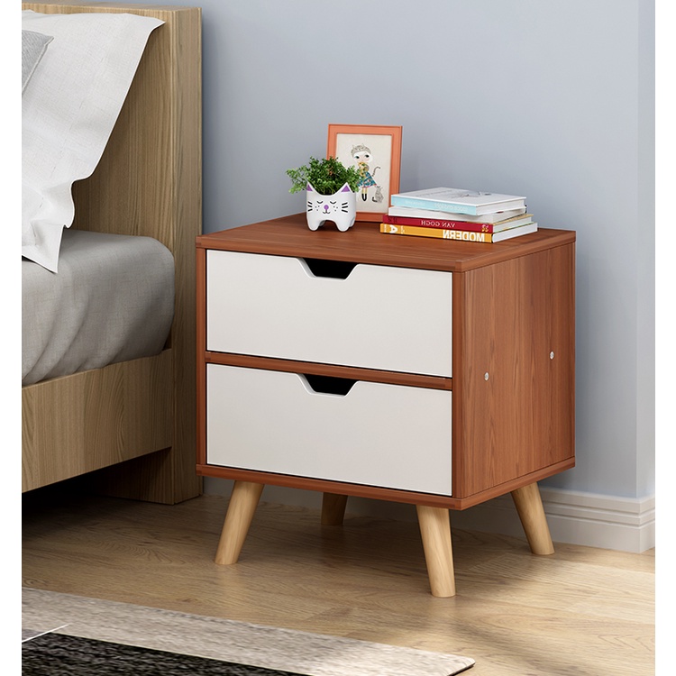 Bedside Cabinet Wooden Locking Bed Side Table Elegant Bamboos Mesita De ...