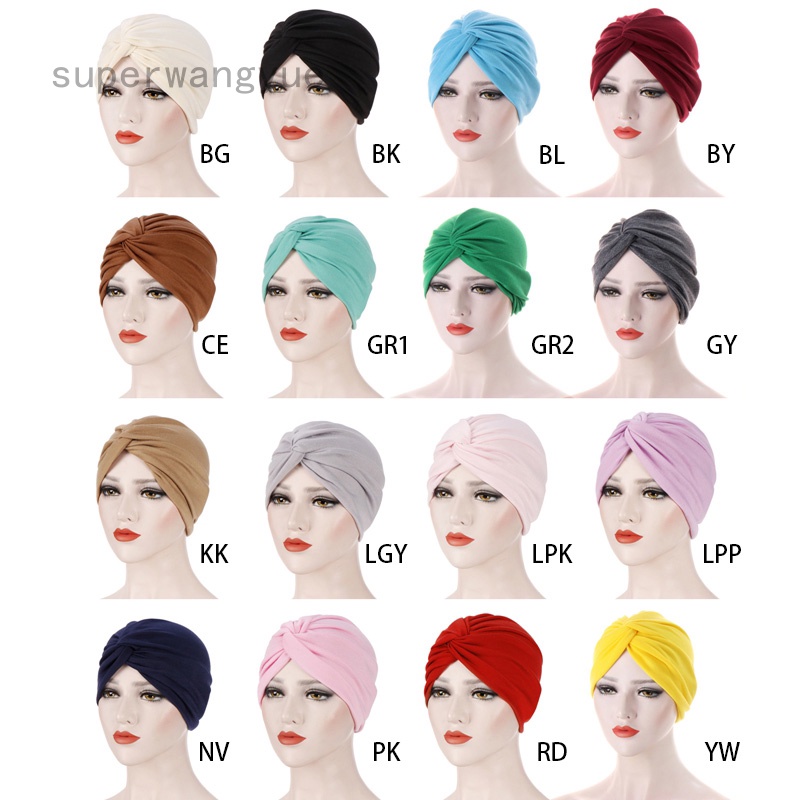 WY Women Muslim Frontal Cross Bonnet Hijab Turban Hat | Shopee Philippines