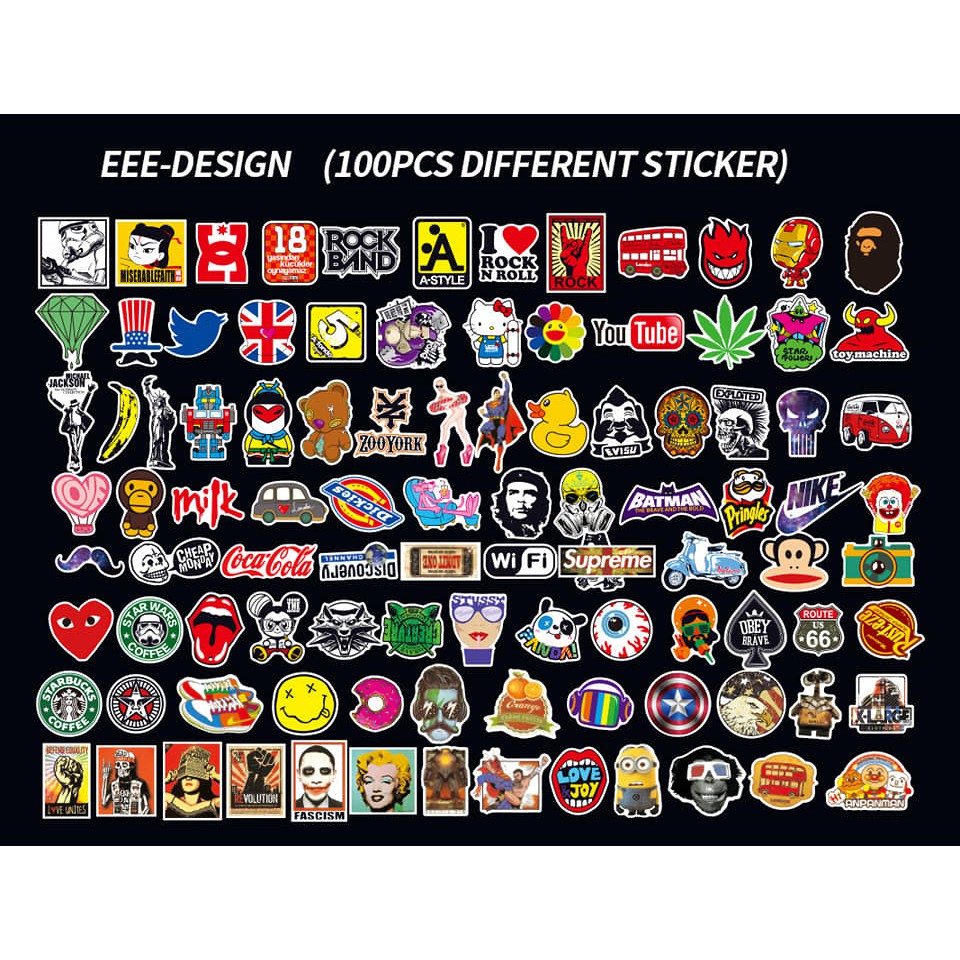 Luckin Mart 100 Pcs Stickers Waterproof Sticker Decal Vinyl for ...