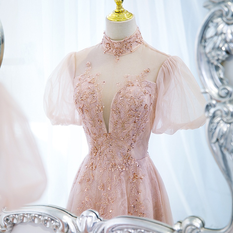 Elegant High Collar Evening Dress Beautifully Beaded Embroidered Sexy ...