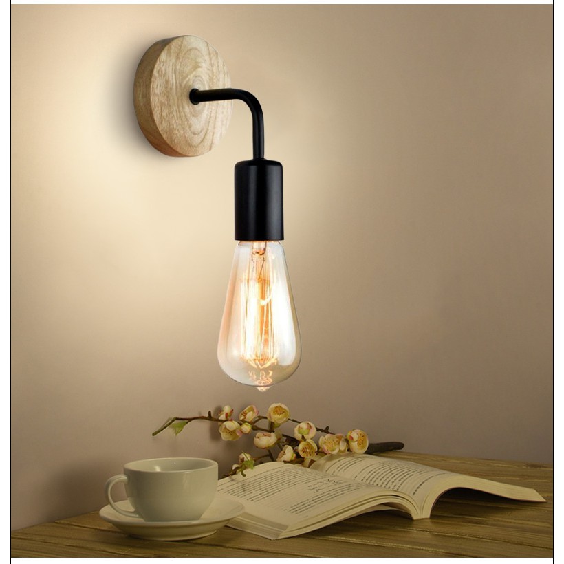 Modern Retro Wood Wall Lamp Nordic Wooden Sconce For Home Light Fixture ...