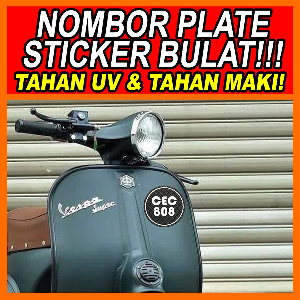 STICKER NOMBOR PLAT BULAT MOTOR / KERETA (Water Proof) | Shopee Philippines