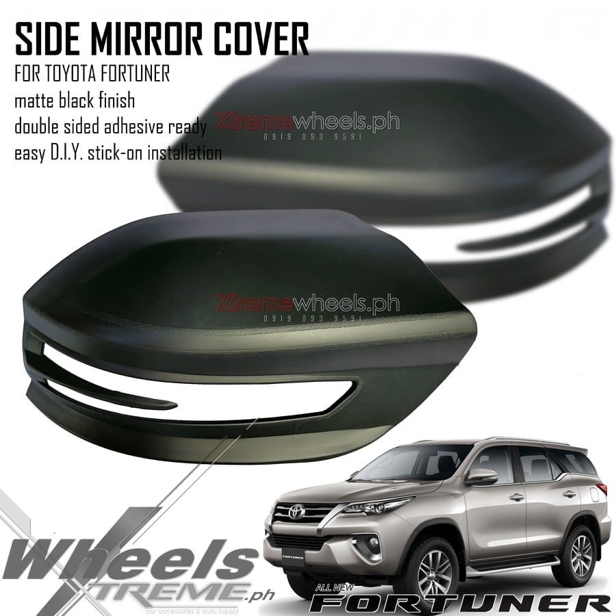 Toyota Fortuner 2016-2025 Matte Black Side Mirror Cover with Designed ...