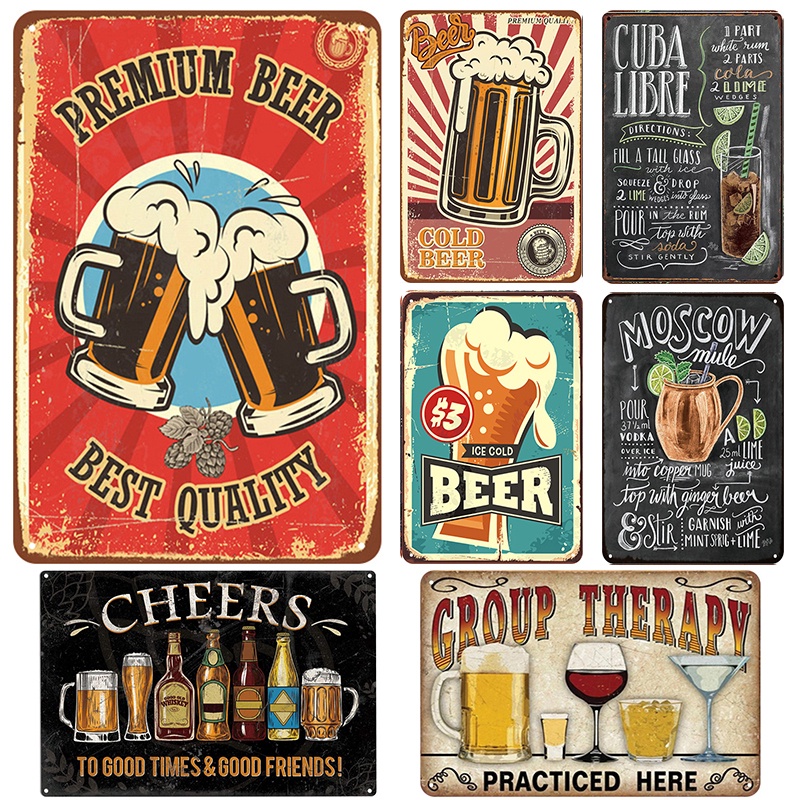 Pub Shots Menu Beer Advertise & Cheer Slogans Retro Vintage Signs Bar ...