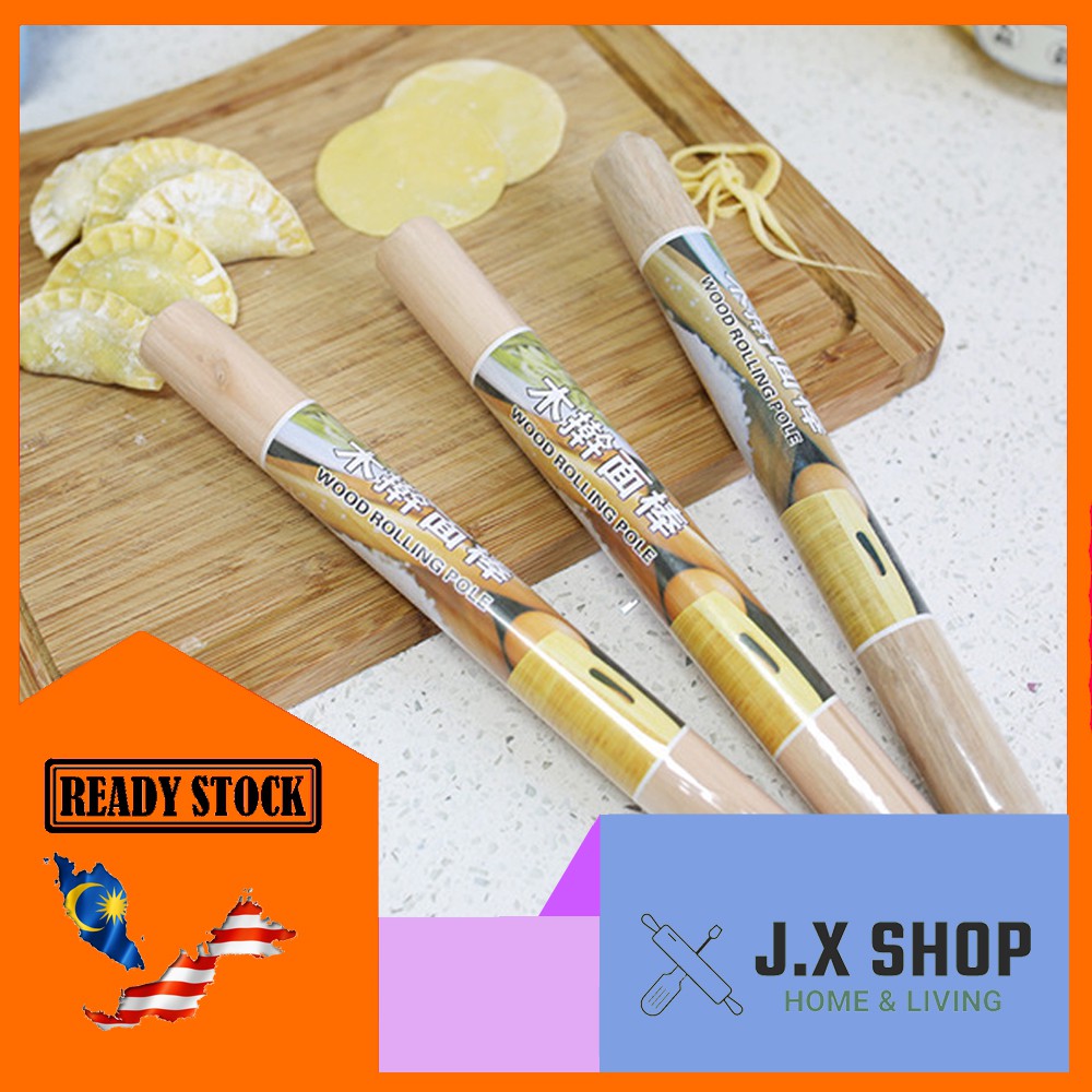 Wooden Rolling Pin Cake Dough Roller Solid Wood Non-Stick Decorating ...