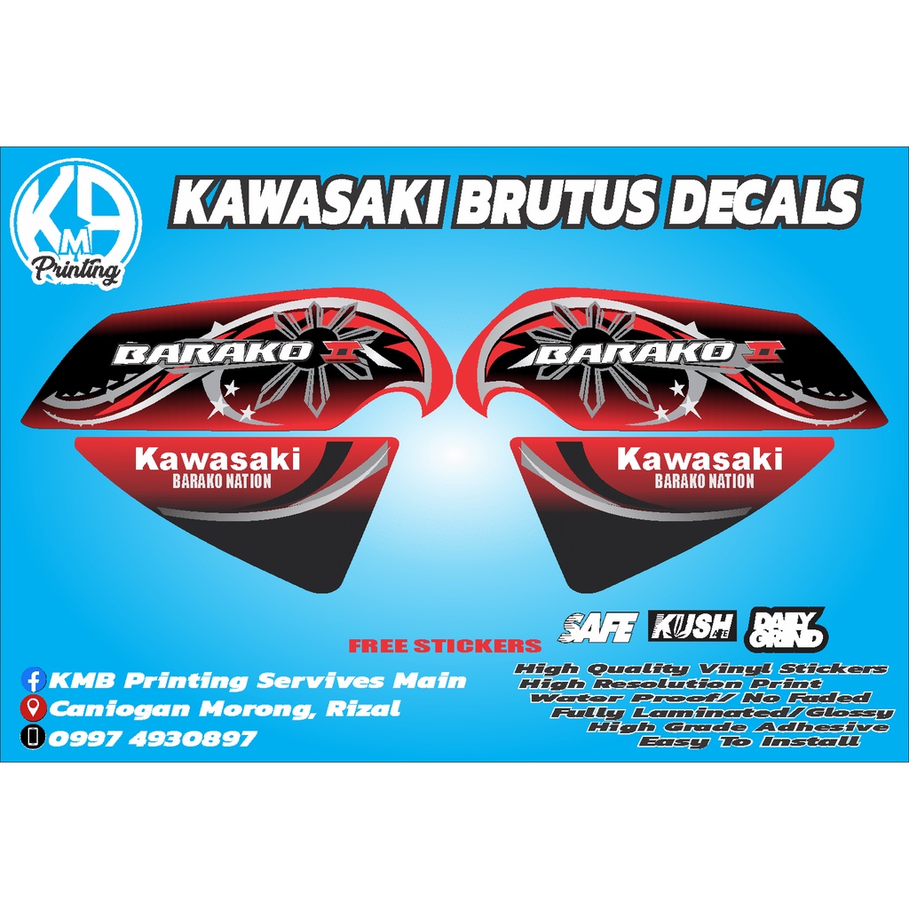 Kawasaki Barako II Stock Sticker Decals Red Design | Shopee Philippines