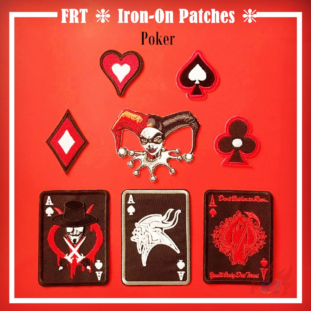☸ PUNK - Poker Patch ☸ 1Pc Spade / Heart / Diamond / Club + A + Joker ...