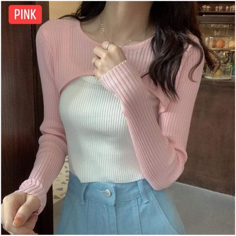 Cs Cufflinks RIB BOLERO PEN HOUSE Knit | Shopee Philippines