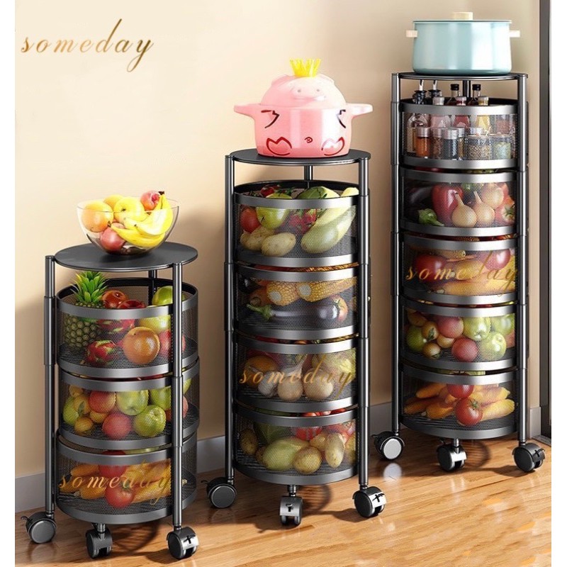 3 4 5 Layer Rotatable Kitchen Utility Trolley Cart Shelf Storage Rack ...