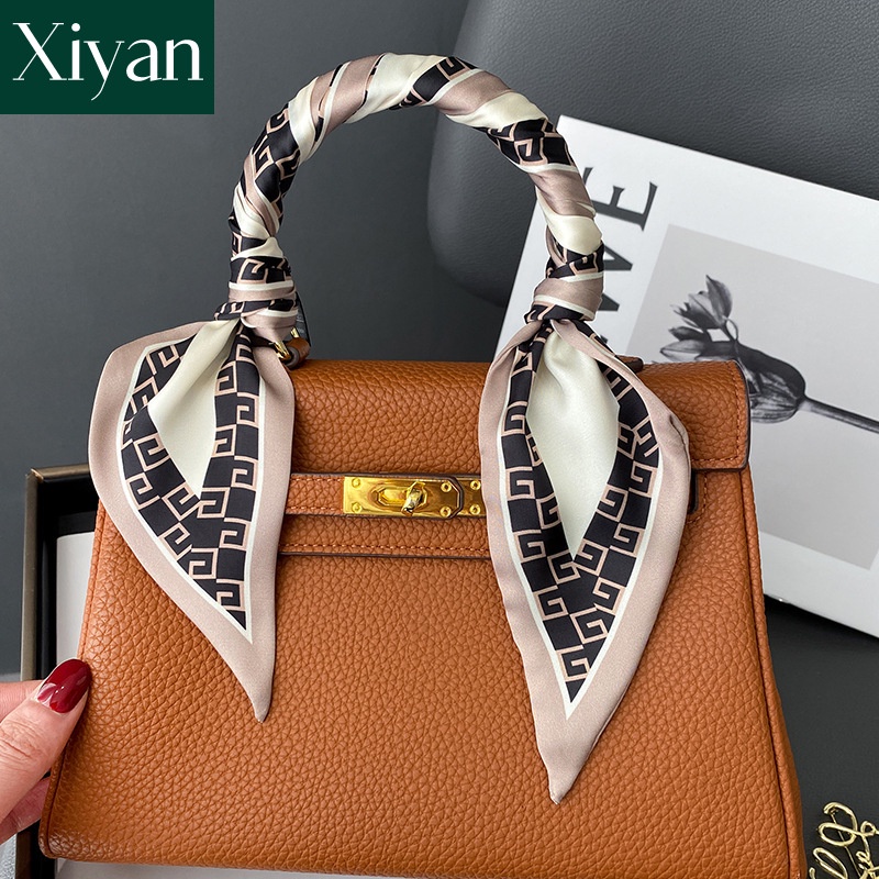 【ready stock】new fashion women printed silk scarf bag scarf 100cm long ...