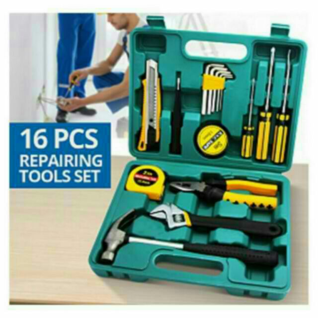 DIY Tools 16 pcs Handy Tool Set 16pcs Tools Set Professional Hardware Home Repair Set | Shopee ...
