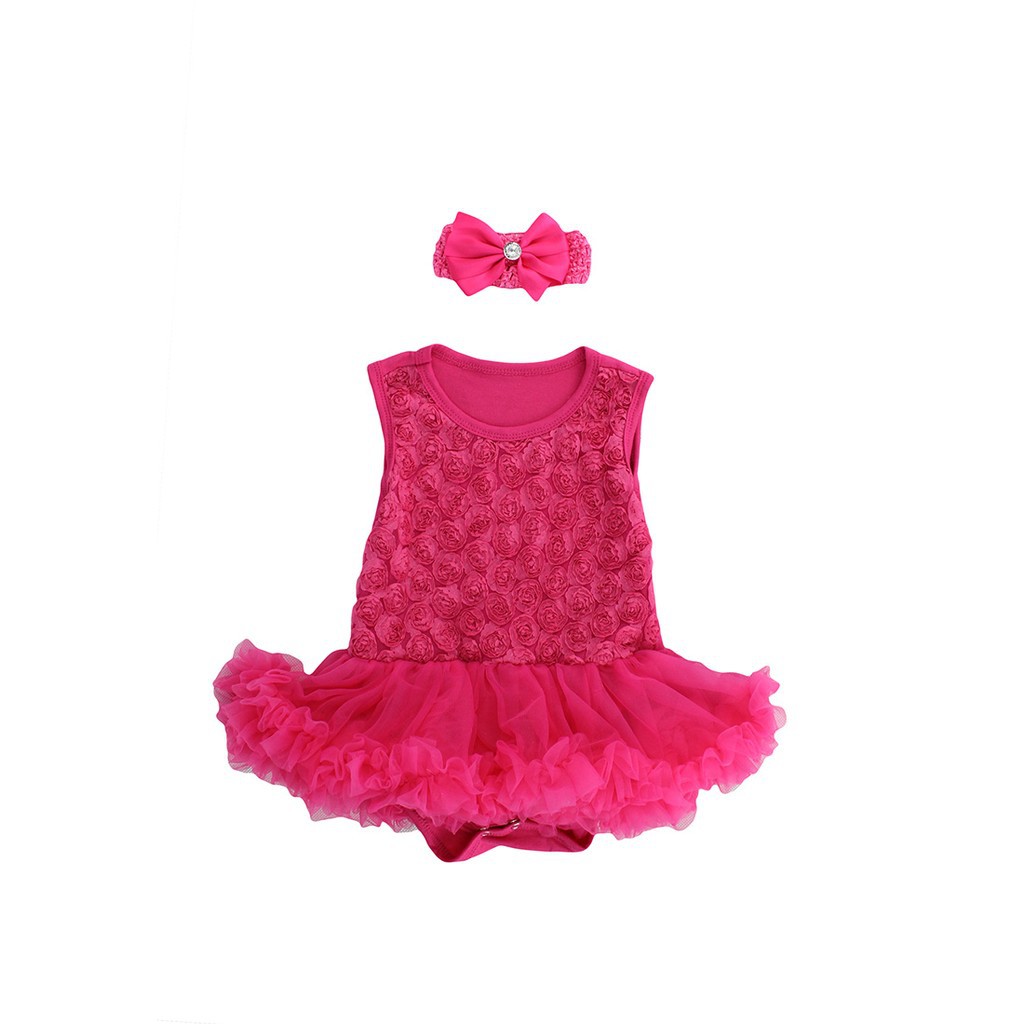 Rose Pink Ruffled Roses Baby Tutu Set | Shopee Philippines